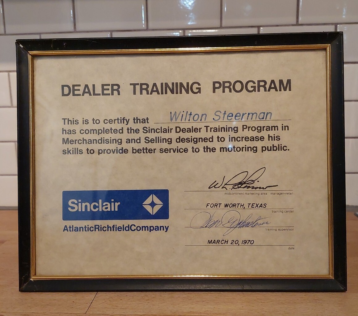 Vintage Sinclair Arco Atlantic Richfield Dealer Training Certificate ...