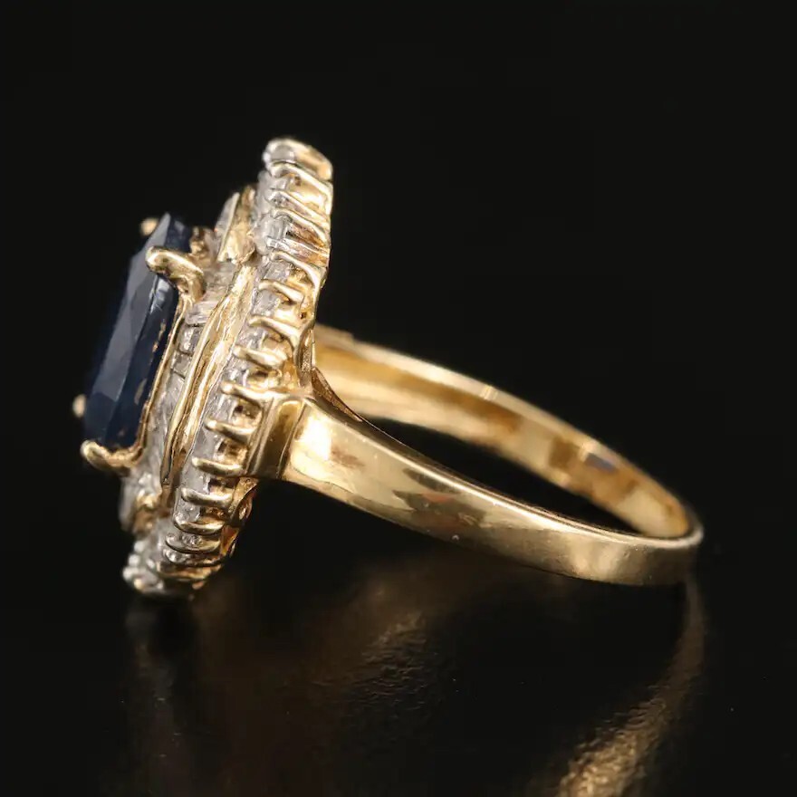 14K Sparkling Blue Corundum and 0.96 CTW Diamond Ring - Spectacular! | eBay