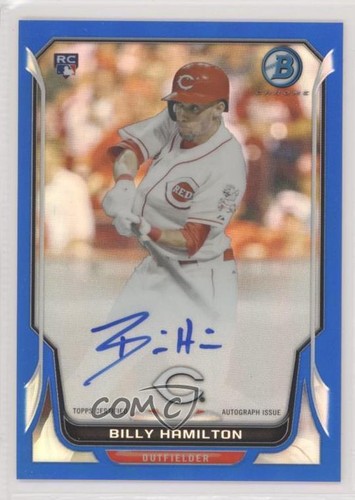 2014 Bowman Rookie Chrome Blue Refractor 177/250 Billy Hamilton Auto RC ...