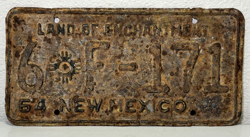Old 64 Rat Rod Antique Muscle Car Vintage 1964 New Mexico license Plate ...