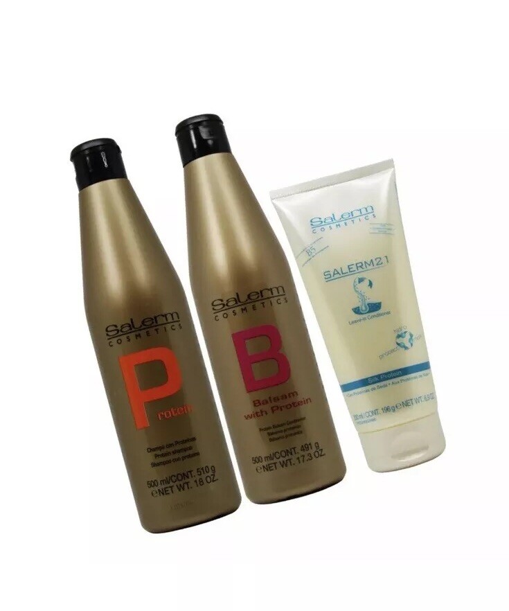 Salerm Protein Shampoo 500 ml + Balsam Conditioner 500 Ml + 21 Leave in ...