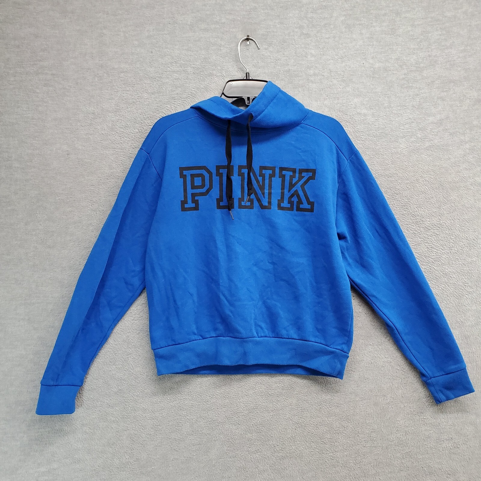 PINK Victoria's Secret Women Sweatshirt XS Blue Crop Logo Graphic Cowl ...