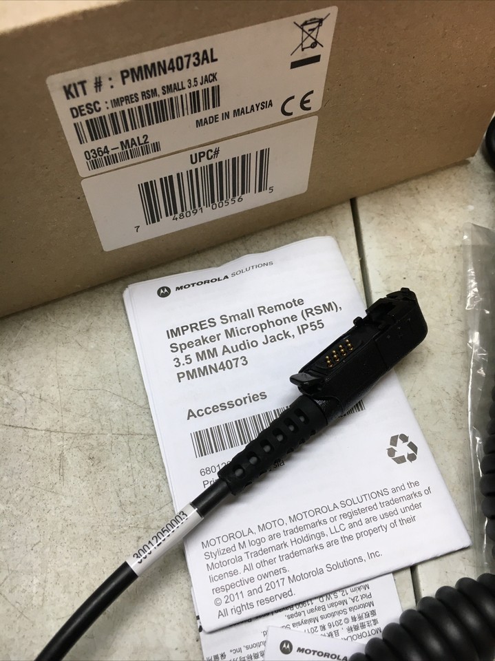 NEW Motorola OEM PMMN4073 AL IMPRES Windporting Speaker mic for XPR3300 ...