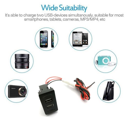 VW T4 USB Charger RED Dual Dash Blank Rocker Switches 2 Port Socket DC ...