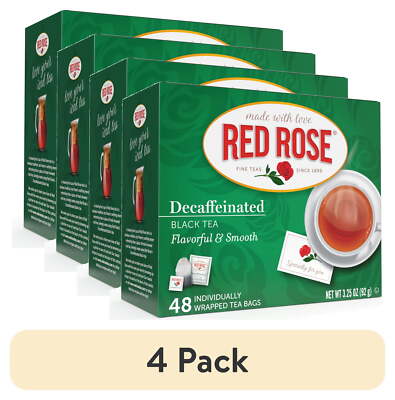 (4 pack) Red Rose, Naturally Decaffeinated Black Tea, Tea Bags, 48 Ct ...