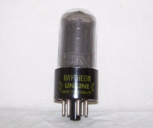 Raytheon Uniline 6K6GT radio tube,tested great!,6K6,smoked gray glass ...