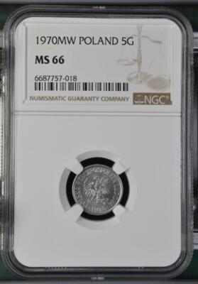 Poland 5 Groszy 1970 MW NGC MS 66 | eBay