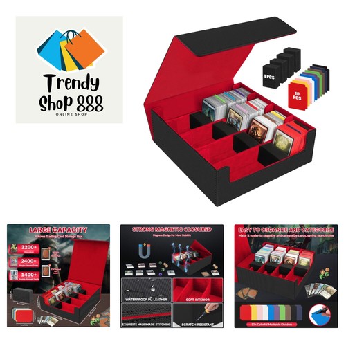 3200+ Trading Card Storage Box,4 Rows Card Deck Case for Trading Cards ...