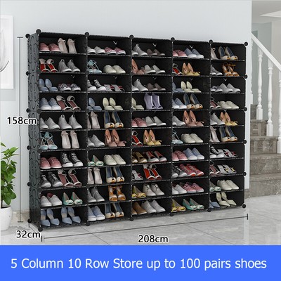 100 Pairs 10 Tier Cube DIY Shoe Cabinet Rack Storage Portable Stackable ...