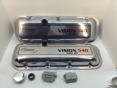 CUSTOM Polished Aluminum Chevy BBC Valve Covers w/Hole & Baffled ...