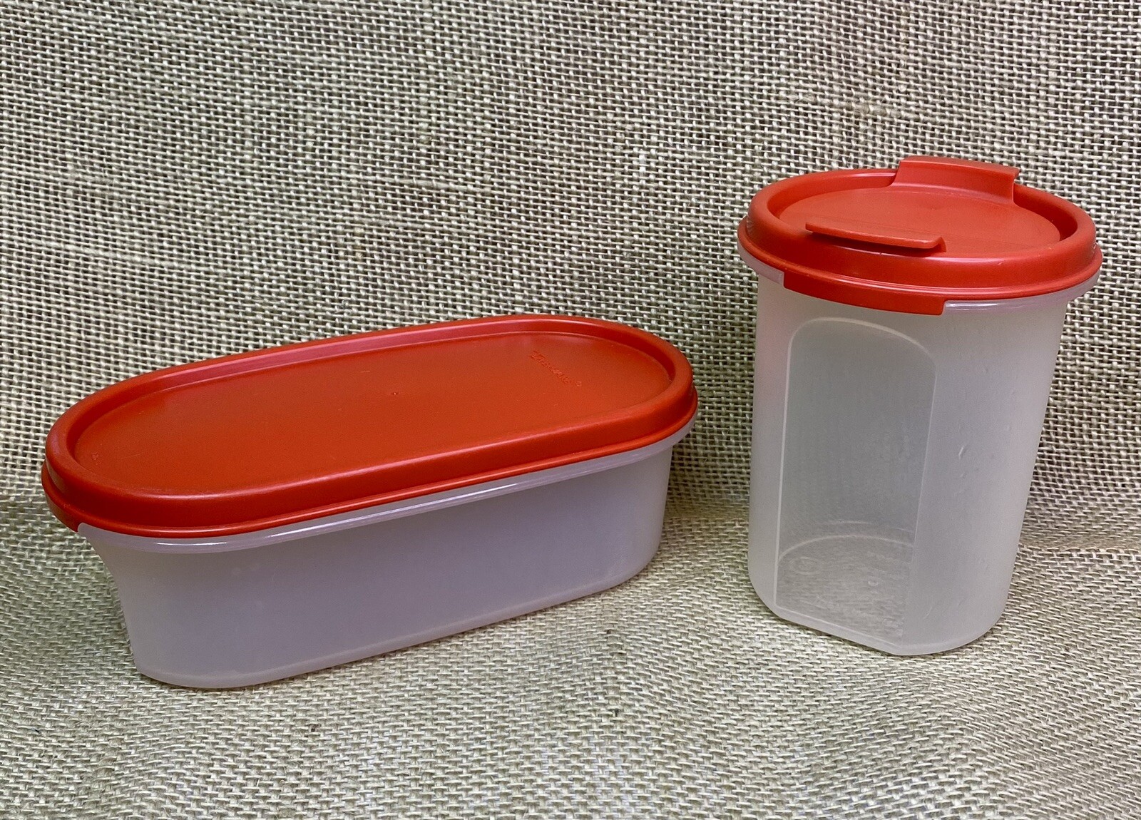 2 Tupperware Containers With Red Lids #1511-1 & #1606-25, Lids #1912-4 ...