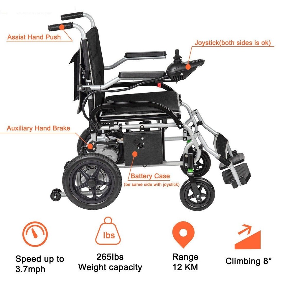 Electric Dual Motor Lightweight Adult Fold-able Wheelchair w/Control ...