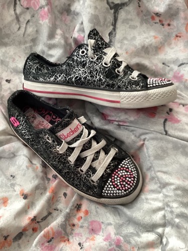 Girl SKECHERS Twinkle Toes Sneakers Size 2.5 Youth 2 1/2 PEACE Sign ...