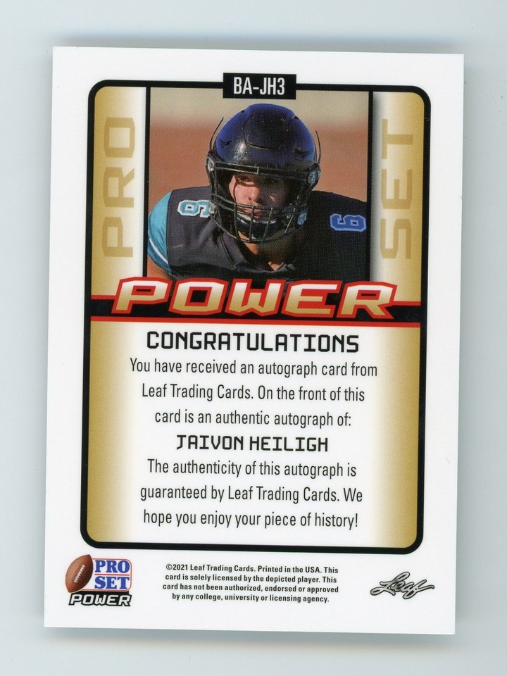 2021 Leaf Pro Set Jaivon Heiligh Rookie Auto RC #BA-JH3 | eBay