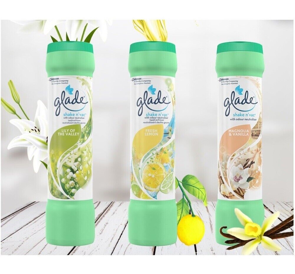 Glade Shake 'N' Vac Carpet Cleaner 500g Magnolia & Vanilla, Lemon Fresh ...