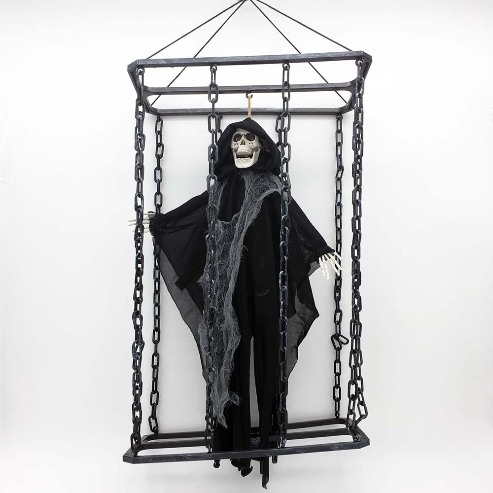 Hanging Caged Reaper 'let me out' Shaking Howling light up Eyes ...