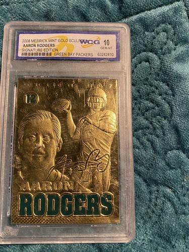 🏈 2008 Merrick Mint Gold Sculpted Aaron Rodgers Signature Edition WCG ...