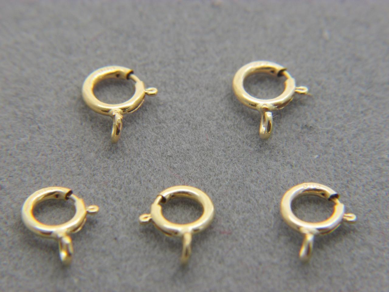Solid 14k yellow gold Spring ring Clasp LOT OF 5 Clasps Wholesale ...