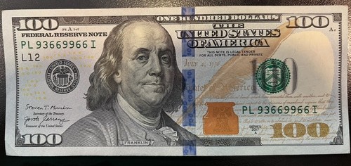 $100 billion off center serial number error, with special triple ...