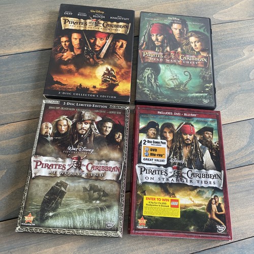 Lot of 4 Pirates of the Caribbean Movies Dvds 1-4 w/Inserts Johnny Depp ...