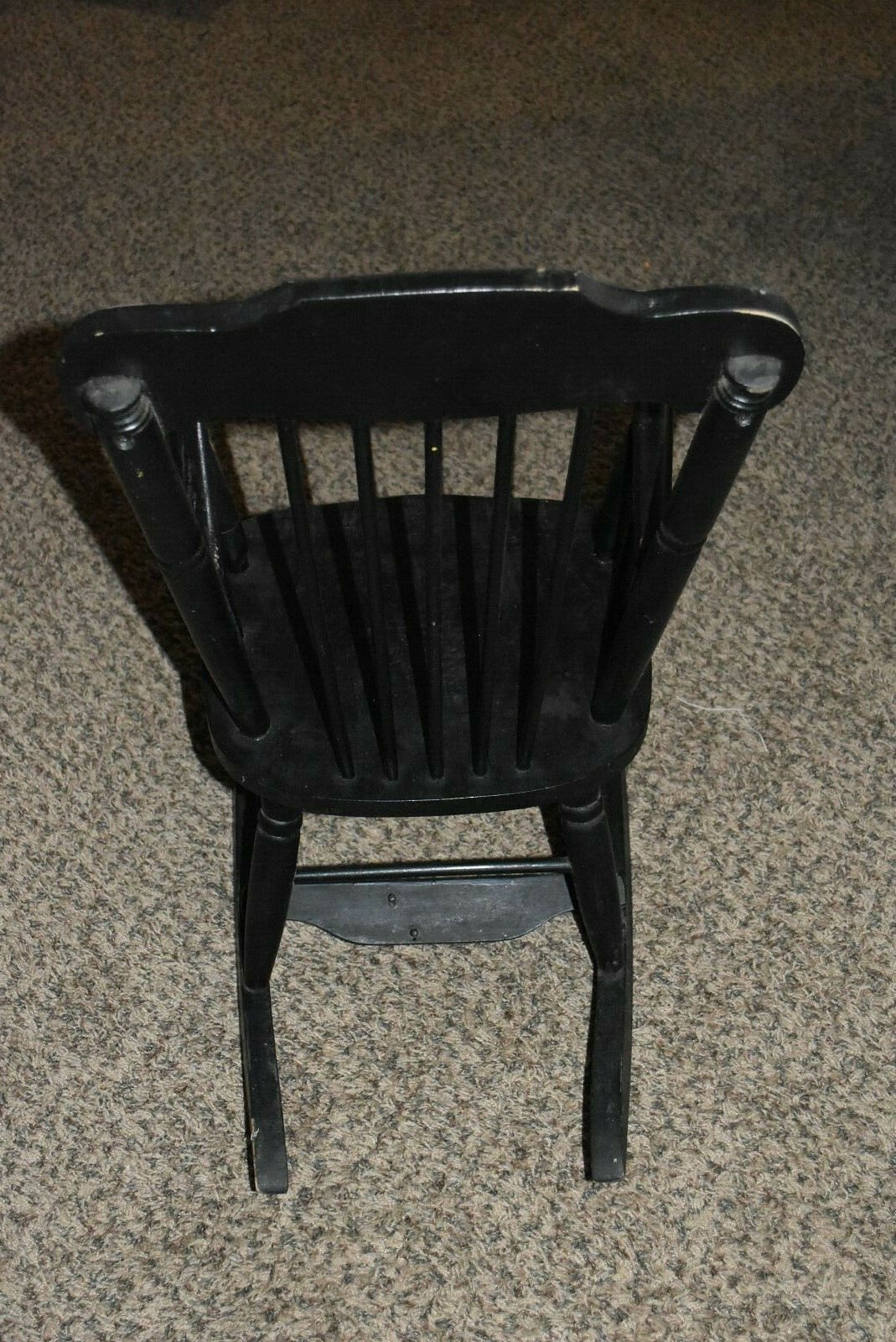 VINTAGE WOODEN Antique 27" Tall CHILDS Black MUSICAL ROCKING CHAIR ...