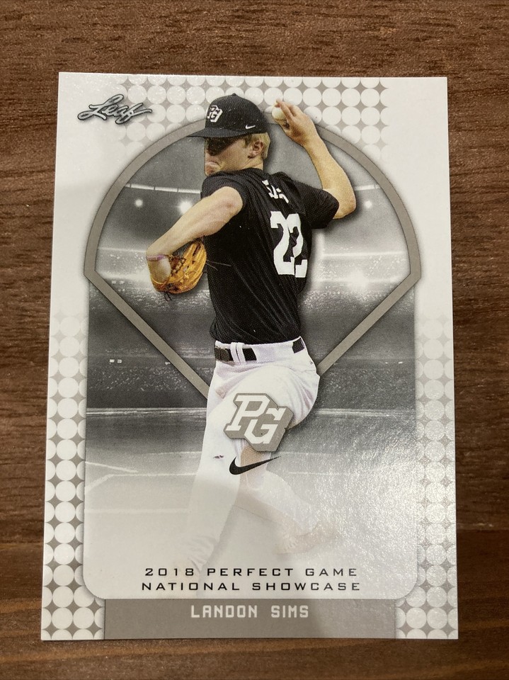 LANDON SIMS 2018 "1ST EVER PRINTED" LEAF PERFECT GAME ROOKIE CARD #083 ...