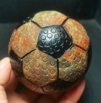 TOP 664.7g Handmade carved football with beautiful agate crystal ...