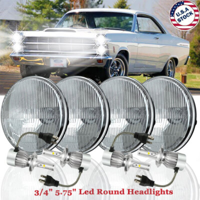4pc 5.75" 5-3/4inch Round LED Headlights Upgrade for Ford Galaxie 500 ...