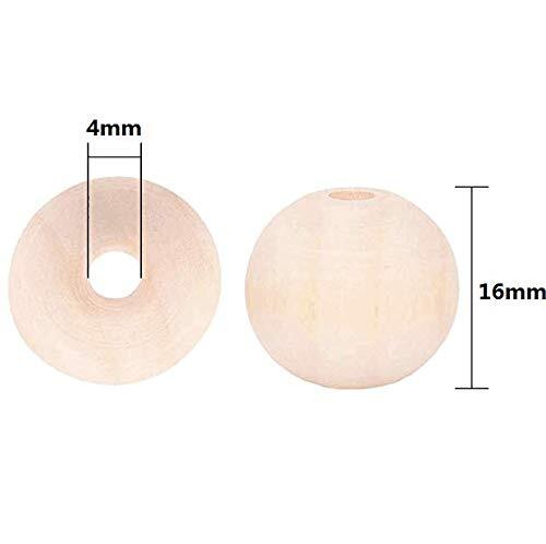 100 Pcs 16mm Round Wood Spacer Beads for DIY Jewelry Making Finding ...