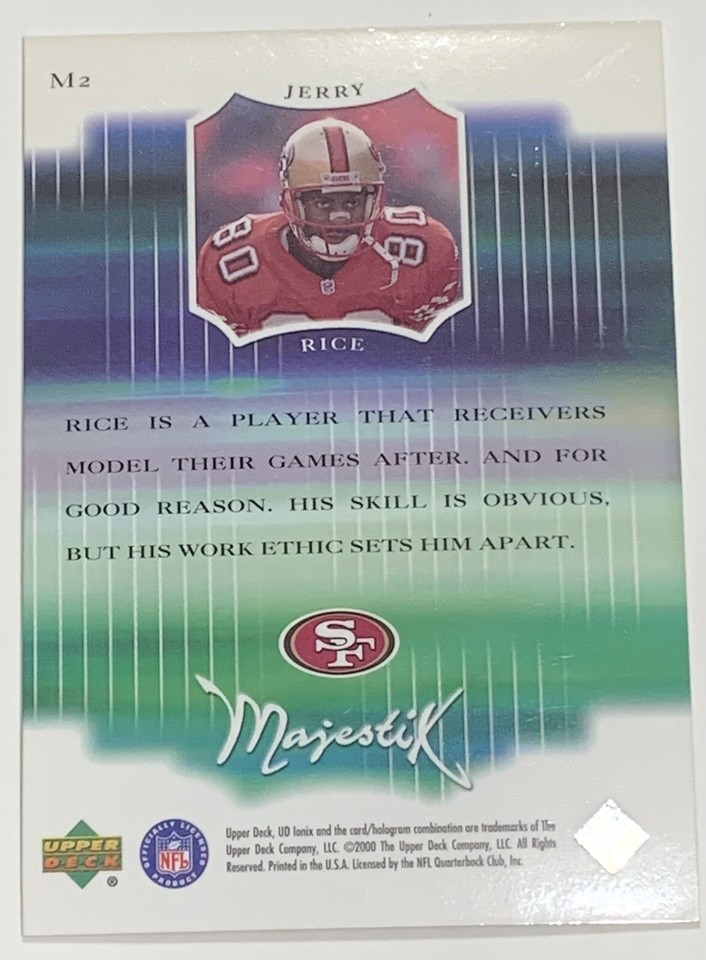 2000 Upper Deck UD IONIX Jerry Rice MAJESTIK card #M2 San Francisco ...