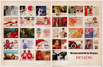 1986 Revlon Collage Ladies Beauty Lipstick Cosmetics 50 Years 2-Page ...