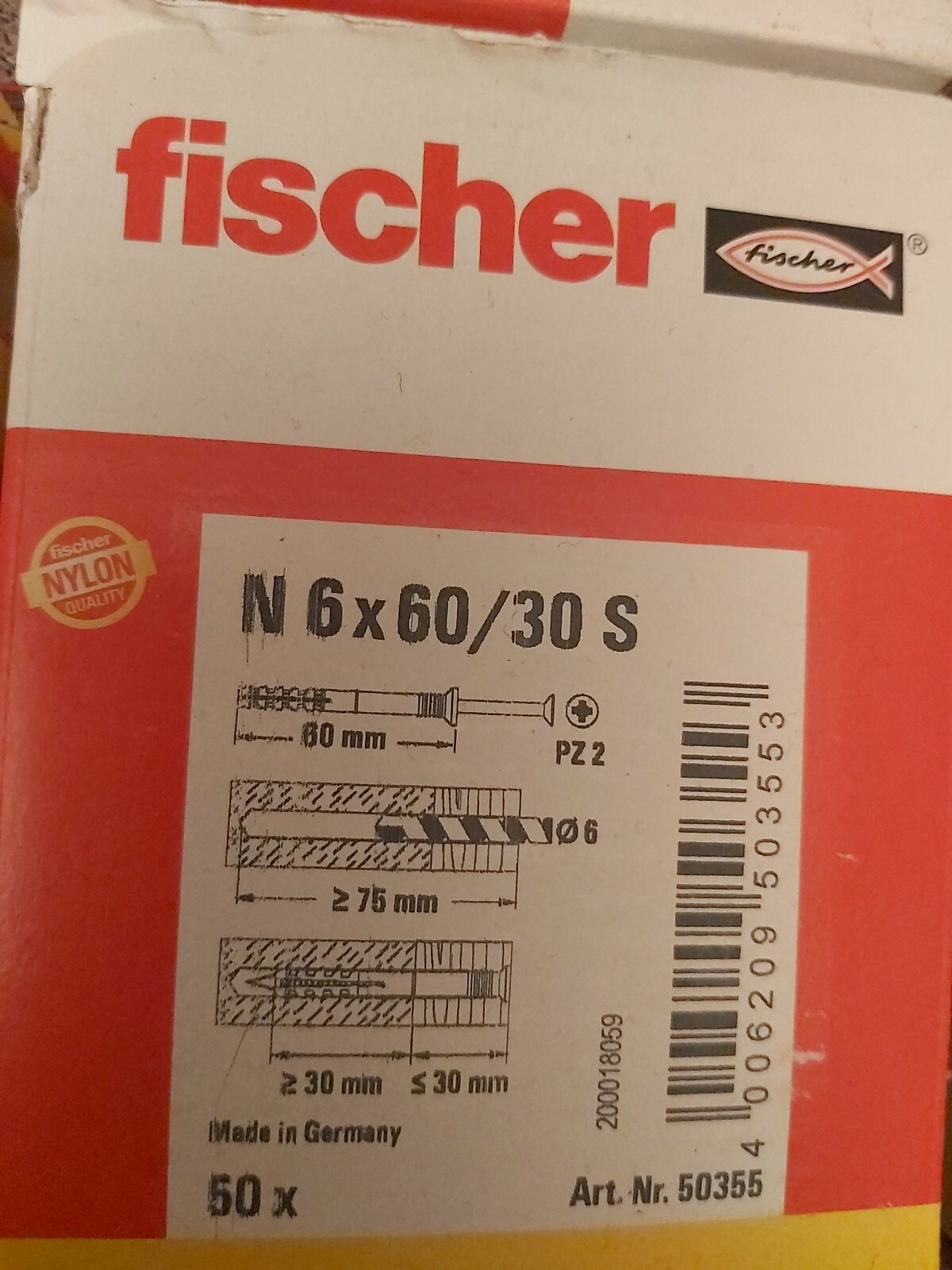 Fischer Hammer Fixings N6 X 60z (pack of 50) for sale online | eBay