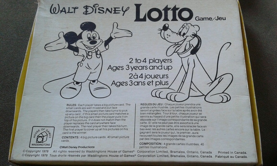 Vintage Disney Games ~Dominoes~Lotto~1978 Waddingtons House of Games ...