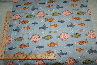 Colorful Fish Snuggle Pop Craft Flannel Cotton Fabric New Fast Shipping ...