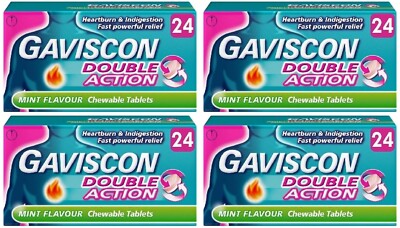4 x Gaviscon Double Action Tabs Heartburn Indigestion Mint 24s-Expire ...
