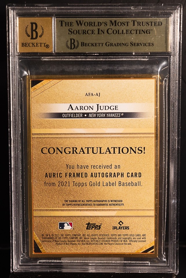 7195 AARON JUDGE 2021 Topps Gold Label Auric Framed Gold Ink Auto BGS 9 ...