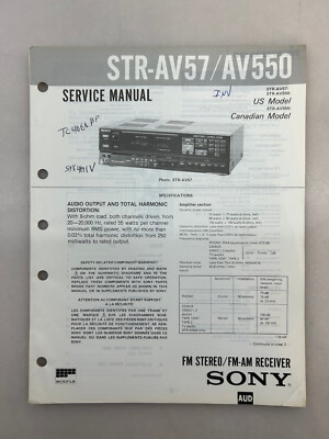 Sony STR-AV57 AV550 Original Service Manual Free Shipping | eBay