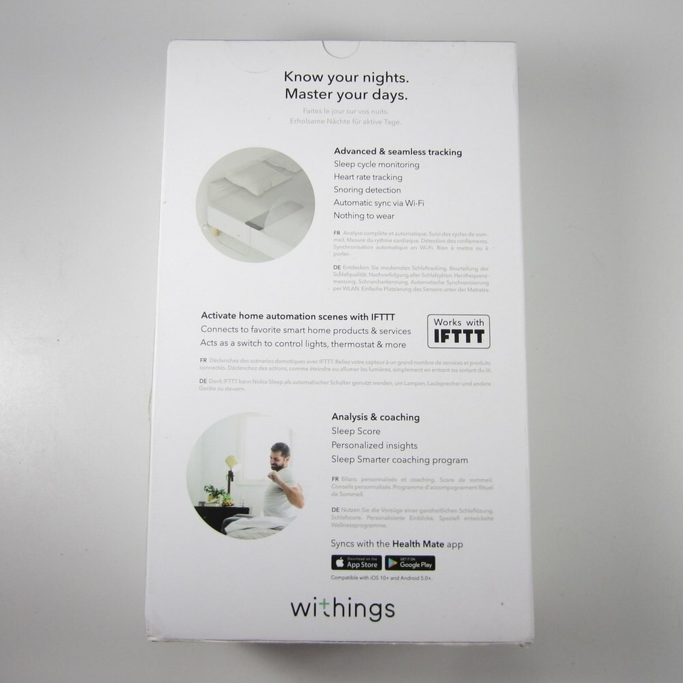 Withings WSM02-All-US Gray Sensing & Home Automation Sleep Tracking Mat ...