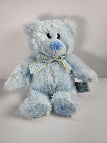 Baby Gund Blue My First Teddy Bear Yellow Blue Ribbon Bow | eBay