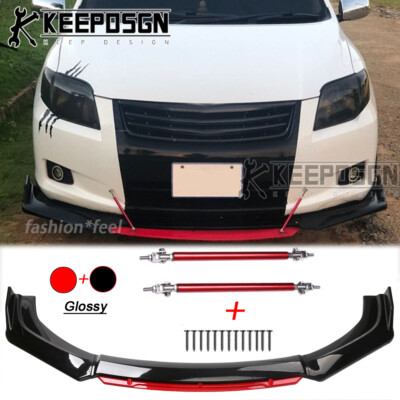 Glossy Red Front Bumper Lip Splitter Spoiler Strut Rods for TOYOTA ...