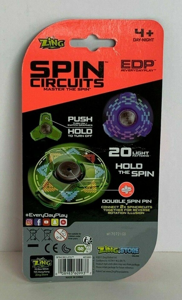 Zing Spin Circuits Skill Play 20 Light Patterns(Red) + Double Spin Pin ...