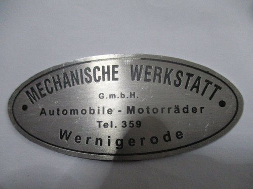 Typenschild Schild DKW Adler Wanderer Motorrad Pkw Wernigerode ...