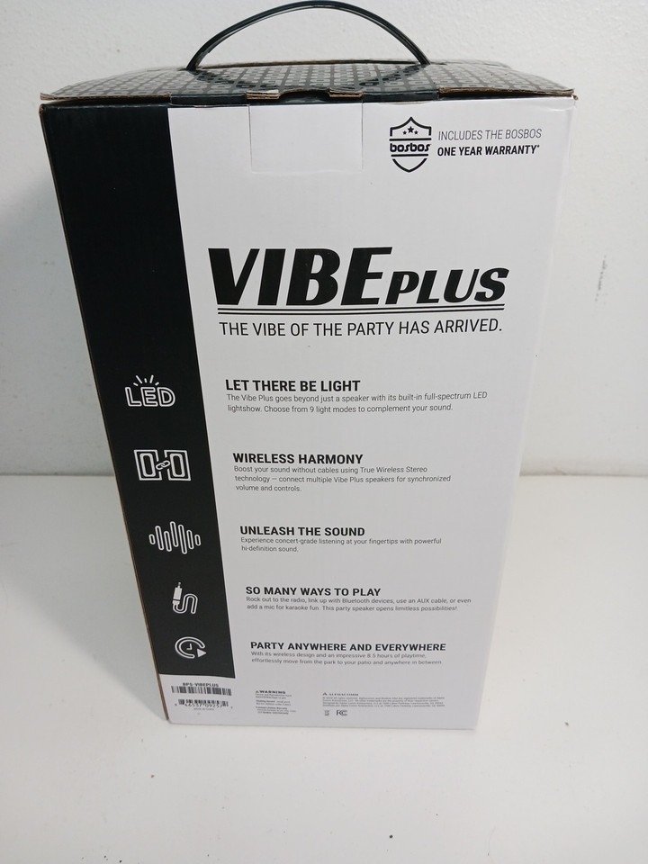 Bosbos Wireless Bluetooth Party Speaker Vibe Plus Full Spectrum LED ...