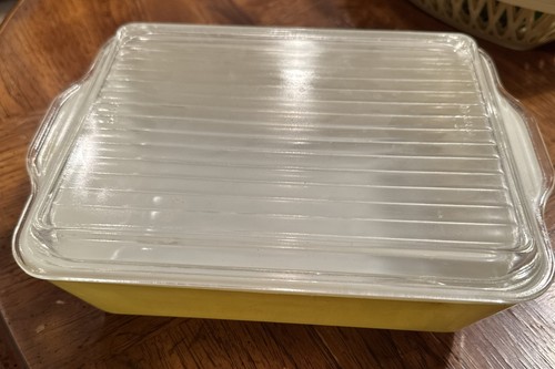 Vintage Pyrex Refrigerator Ware Glass Dish Yellow 503-1 1/2 Qt w ...