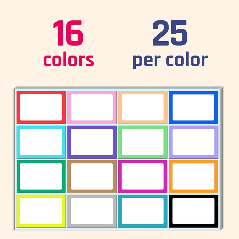 400 Name Tag Stickers, Colored Labels - 3 X 2 Inches, 400 Pieces | eBay