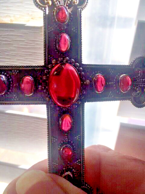 Cabochon Garnets + SS Milgraining Filigree Oversized Trilobed Bishops ...