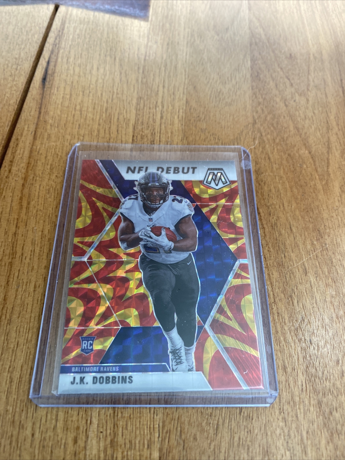 2020 Mosaic NFL Debut Orange Reactive Prizm JK Dobbins Baltimore Ravens ...
