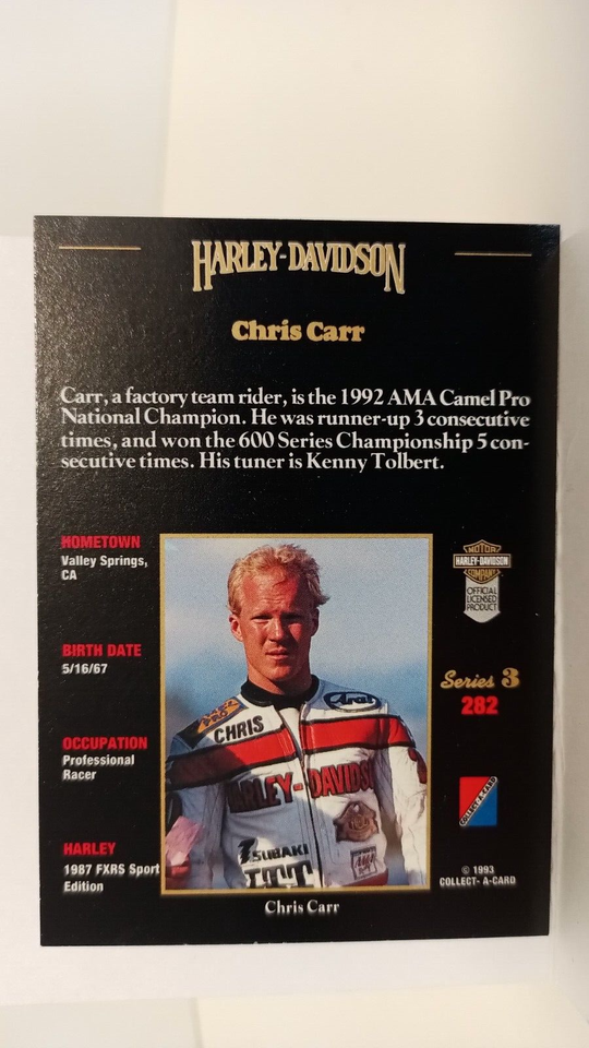 1993 Collect-A-Card, Harley Davidson Series 3 1992 CHRIS CARR | eBay
