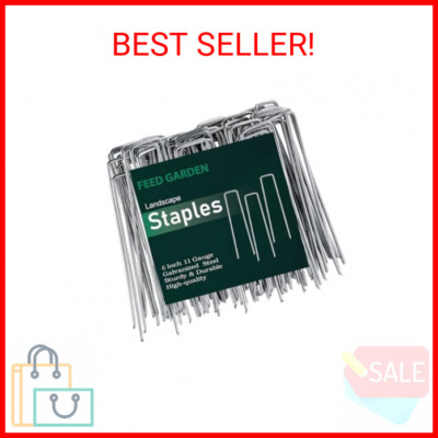 FEED GARDEN 6 Inch 50 Pack Hot-dip Galvanized Landscape Staples Plant ...