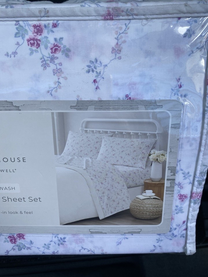 Rachel Ashwell Farmhouse Simply Shabby Chic Queen Cotton Sheets White ...